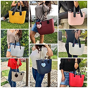 MRMIMI Rubber Tote Handbag with Rope Handles and Faux Leather Strap Lightweight Waterproof Shoulder Bag with EVA Foam Rubber (White)