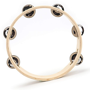 Tosnail 2 Pack 8" Wood Tambourine - Single Row 6 Pairs Jingles
