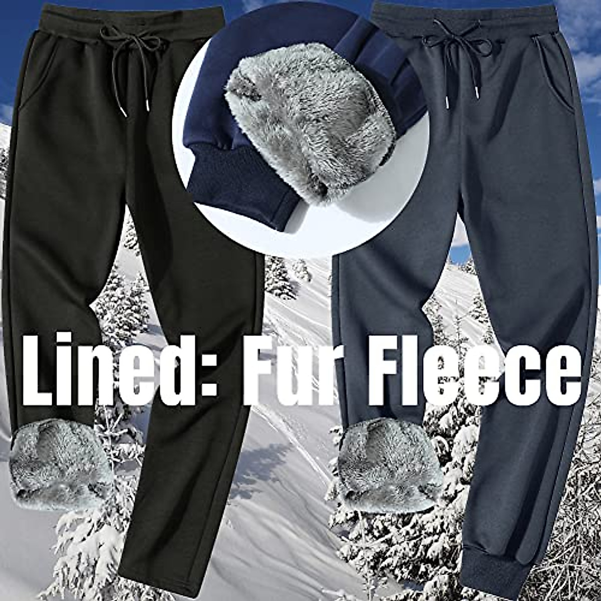 GXAMOY Men's Winter Fleece Pants Sherpa Lined Sweatpants Active Warm Thick Jogger Pants Khaki(906) L