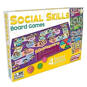 Junior Learning Social Skills Board Games, 4 Games, Ages 5-8, Empathy & Manners, Grade 1-2