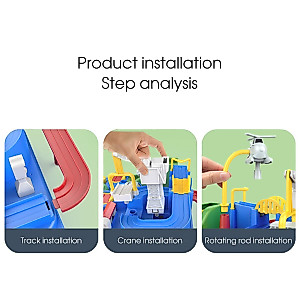 Car Rescue Adventure Toys for 3 4 5 6 7 8 Years Old,Race Car Tracks for Boys Girls,City Rescue Toy Set Montessori Toy Car Race Tracks Parking Playsets for Toddlers (Blue)