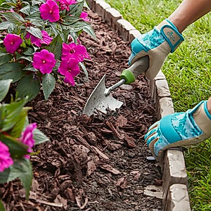 EasyFlex No-Dig Landscape Edging with Anchoring Spikes, 2.7 in Tall Decorative Stone-Look Garden Border, 15 Foot Kit, Brown