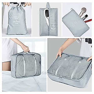 Packing Cubes for Suitcase, Sightor 8 Set Travel Luggage Organizers Packing Bags with Shoe Storage Bag Toiletry Bag for Clothes Cosmetics Travel Accessories (Grey)