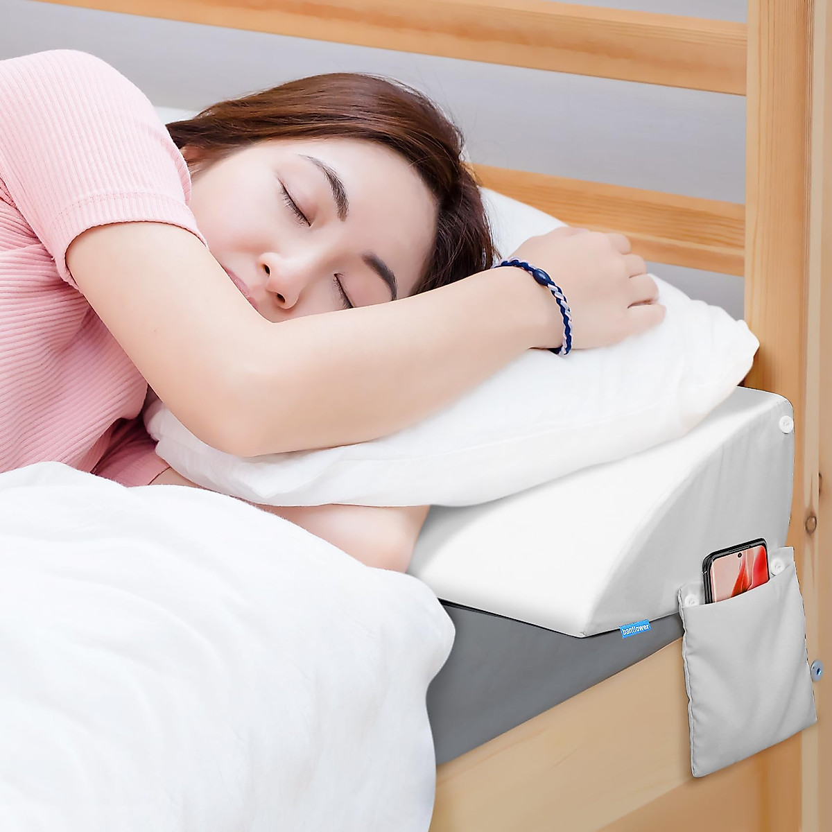 banflower Bed Wedge Pillow for Headboard Bed Gap Filler (0-6'') Between Mattress and Headboard or Wall (White Twin 39''x10''x6''),Twin/Twin XL