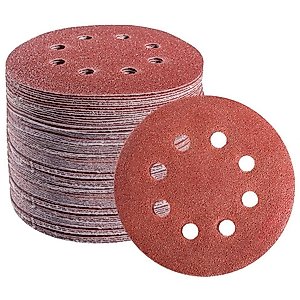 S SATC 72 PCS 5 Inch 8 Hole Hook and Loop Adhesive Sanding Discs Sandpaper for Random Orbital Sander 40 60 80 120 180 240 320 Grits