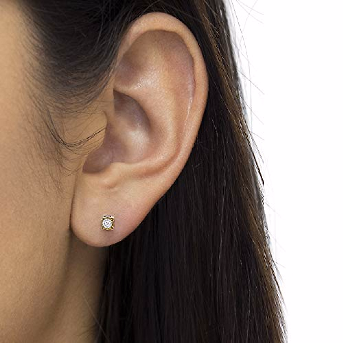 10K Two-Tone Yellow & White Gold over .925 Sterling Silver 0.40 Cttw Round Diamond Miracle-Set Stud Earrings (K-L Color, I2-I3 Clarity)