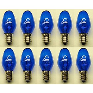 CEC Industries #7C7/TB/130V (Blue) Bulbs, 130 V, 7 W, E12 Base, C-7 shape (Box of 10)