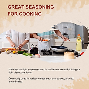 52USA Mirin, Japanese Mirin Cooking Wine, 16.9 FL OZ (Pack of 1), Red Rice Cooking Wine & Seasoning Homemade Sauces, Marinades, Glazes, Salad Dressings, Sushi Rice, Ramen Noodles, Less Sugar and Less Calories, Made with Natural Sugar