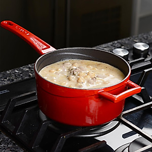 Lava Signature Enameled Cast-Iron 1 Quart Sauce Pan with Iron Handle, Cobalt Blue