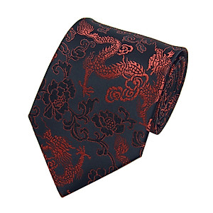 Men's Wide Black Red Ties Paisley Jacquard Woven Daily Dress Meeting Neckties