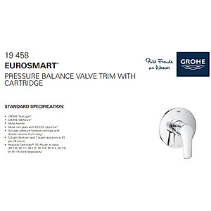 GROHE 19458003 Eurosmart Shower Valve Trim, Chrome