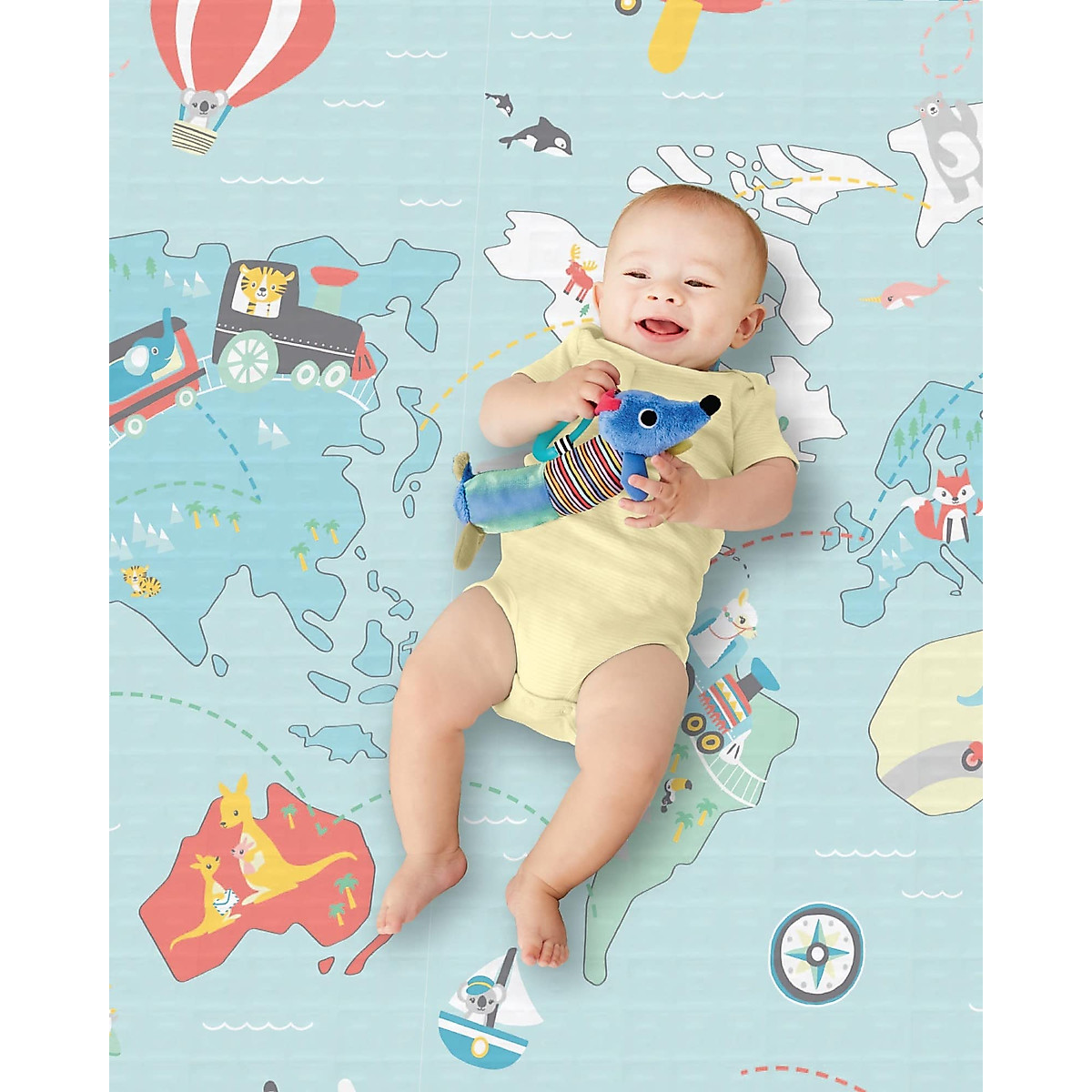 Skip Hop Baby Play Mat, Reversible Foam Floor Mat, 86" x 52", Little Traveler's
