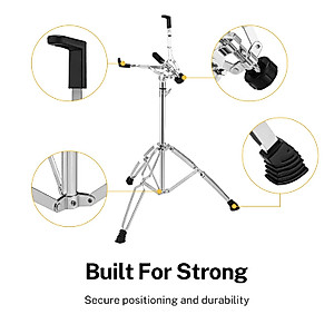 Donner Snare Drum Stand, Adjustable Snare Stand Double Braced Extended with Drum Stick Holder Fit 10''-14'' Dia Drums, Drum Pads, Height Range 26-40 Inches