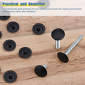 LUTER 580pcs Screw Cap Stickers and 120pcs Plastic Screw Cap Covers Screw Hole Caps and Self-Adhesive Screw Hole Stickers for Wood Screws Furniture Cabinet (Black)