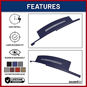 DashSkin Molded Plastic Dash Cover Compatible 1988-1994 C1500/C2500/C3500/K1500/K2500/K3500 Silverado Sierra Tahoe Yukon Suburban in Dark Blue