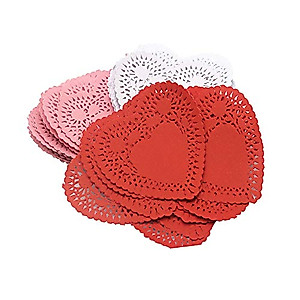 BinaryABC Valentine's Day Heart-Shaped Paper Doilies,Valentine Day Decorations,4"/100mm,100pcs(Assorted Colors)