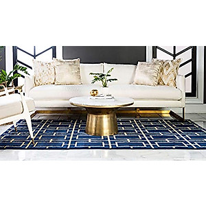 Unique Loom Marilyn Monroe Glam Collection Area Rug - Deco (5' 3' x 8' Rectangle, Navy Blue Gold/ Gold)