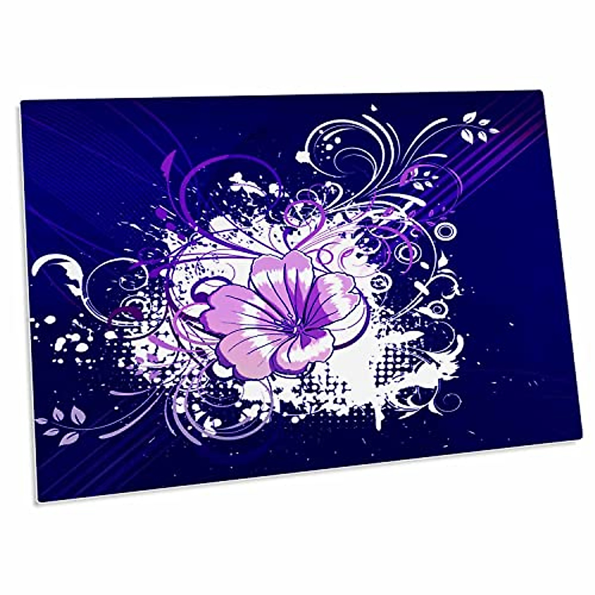 3dRose A Pretty Purple Lilly On an Explosion of Blue and White... - Desk Pad Place Mats (dpd-236135-1)