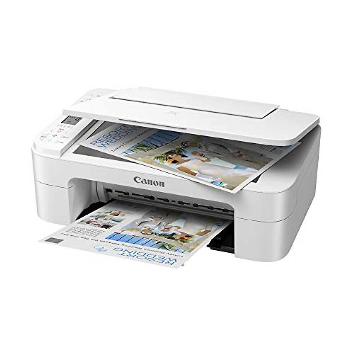 Canon PIXMA TS Series Wireless Inkjet All-in-One Printer - Print, Scan and Copy for Home or Office - up to 4800 x 1200 Resolution, 1.5 Segment LCD Display - White - BROAGE 6 Feet Printer Cable