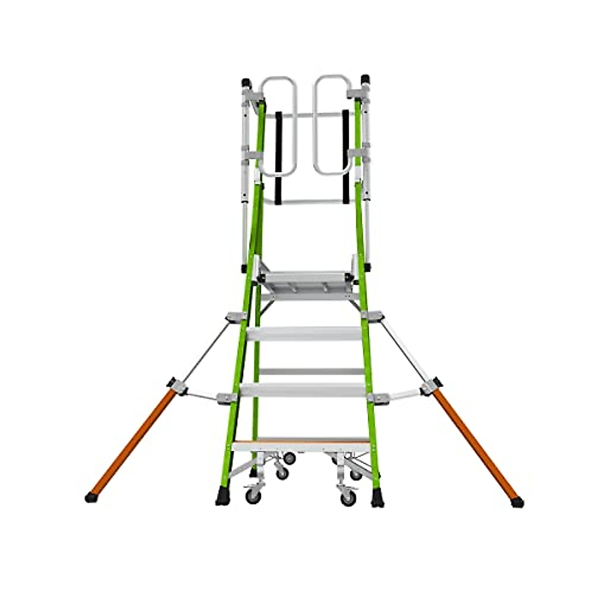Little Giant Ladders Little Giant Ladder Systems Safety Cage 2.0, M4, 4ft Enclosed Platform, Ladder with Adjustable Outriggers, Fiberglass, Type 1AA, 375 lbs Weight Rating, (19704-146), Hi-viz Green