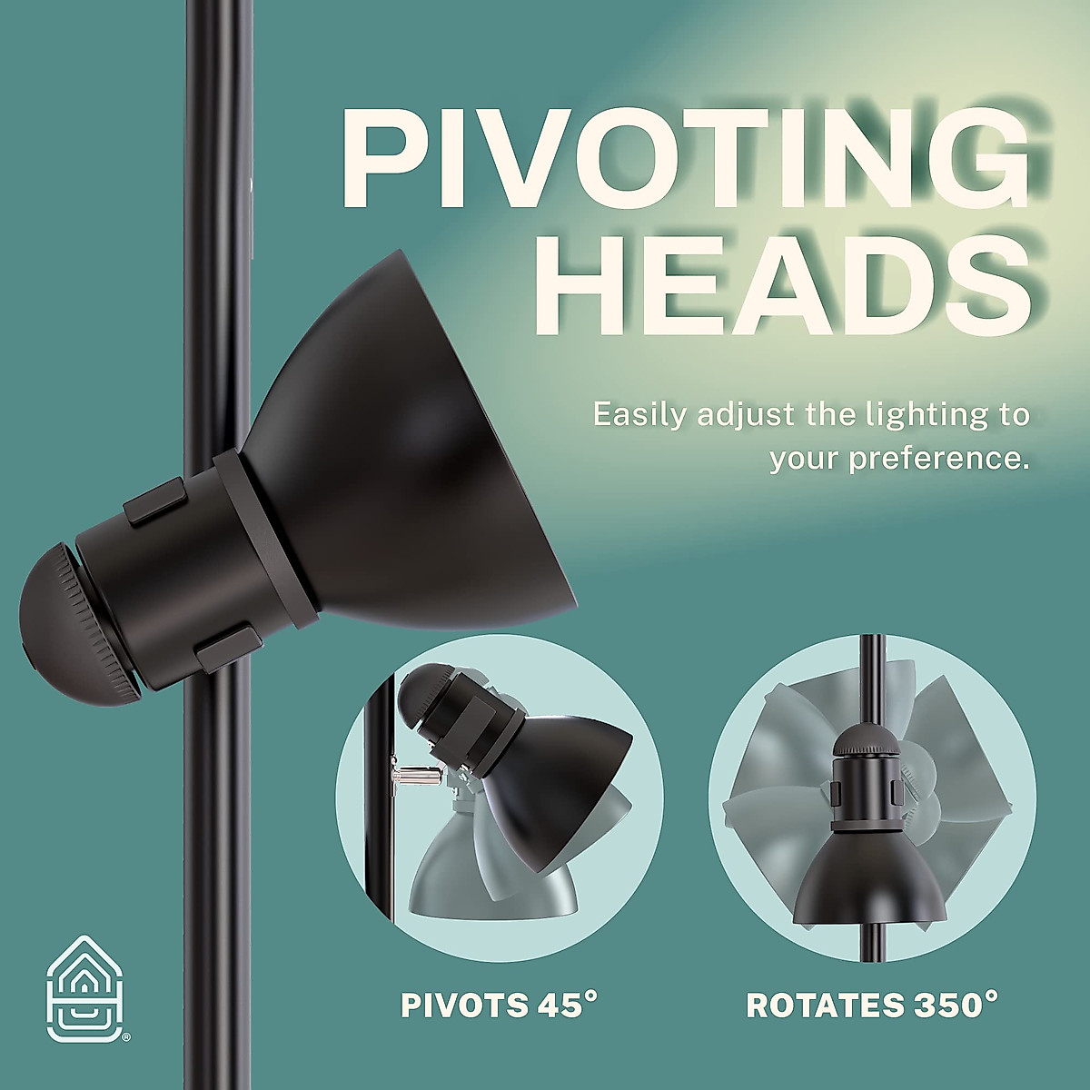 3 Light Floor Lamp Standing Lamp for Living Room, Bedroom, Office - Adjustable Modern Tree Floor Lamps, 60W Bright Spotlight Lighting - Rotating Swivel Corner Light for Reading, Black