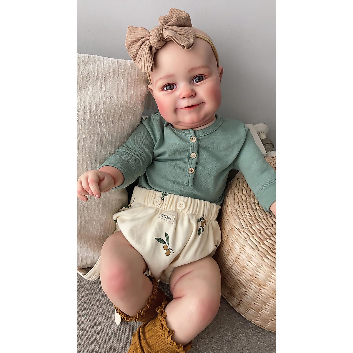 TERABITHIA 24 Inches Real Baby Size Lifelike Smile Silicone Vinyl Limbs Reborn Baby Doll with Soft Body Realistic Newborn Toddler Girl Dolls Look Real