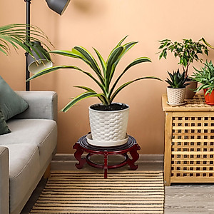 Geetery 2 Pcs 10 Inch Wooden Plant Stands, Chinese Fishbowl Display Stands Indoor, Oriental Style Indoor Furniture Plant Stand Vase Stand Accessories Decor