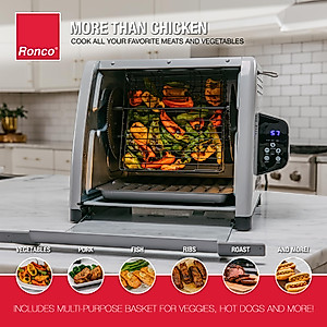 Ronco 6000 Platinum Series Rotisserie Oven, Digital Display, 12-Pound Capacity, Auto Shutoff, Includes Rotisserie Spit, Multi-Purpose Basket, 3 Cooking Functions: Rotisserie, Sear and No Heat Rotation