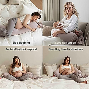 bbhugme Adjustable Pregnancy Pillow – Full Body Support for Side Sleeping - Adjustable Firmness and Shape - Supports Back, Legs, Belly, Hips for Pregnant Women - Removable Cover - Dusty Pink