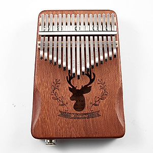 WEETOTUNG Kalimba Thumb Piano 17keys and Stress Relief, Contained 6.35mm Aux Cable Connection with Speaker EQ Pick up and the tool set for tuning