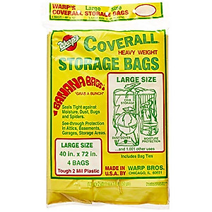 Warp Brothers Lot of 4 CB-40 Banana Bags Storage Bags, 40-Inches by 72-Inches, Yellow