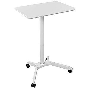 Mount-It! Standing Mobile Laptop Cart, Sit Stand Rolling Desk with Height Adjustable 31.1" x 20.5" Platform, Supports up to 17.6 lbs, White