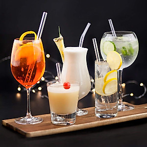 HALM Glass Straws - Variety Pack: 6 Reusable Drinking Straws in 2 Sizes + Plastic-Free Cleaning Brush - Made in Germany - Dishwasher Safe - Eco-Friendly - Perfect for Smoothies, Cocktails