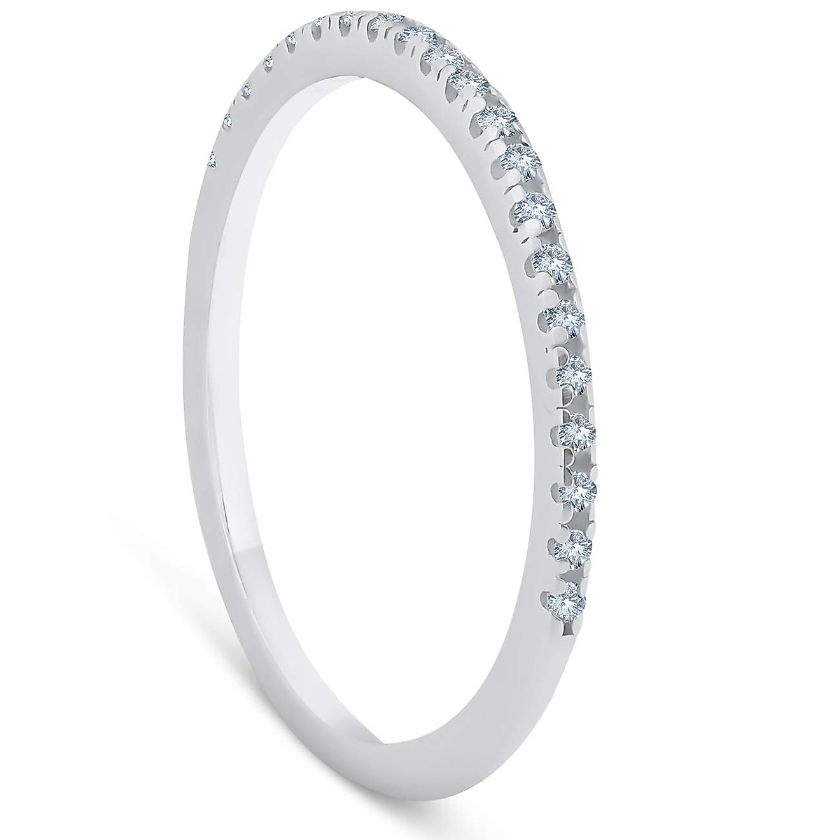 P3 POMPEII3 1/5ct Pave Diamond Wedding Ring 10K White Gold - Size 5