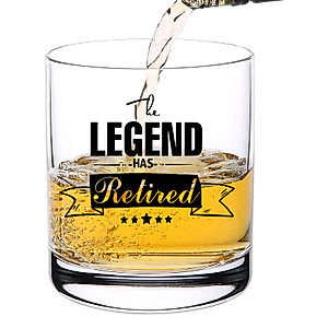 Retirement Gifts for Men women 2023 Whiskey Glasses Retirement Party Decorations The Legend has Retired Gag Gifts for Coworkers Boss Dad Husband Friends Bourbon Scotch Glass 12 oz