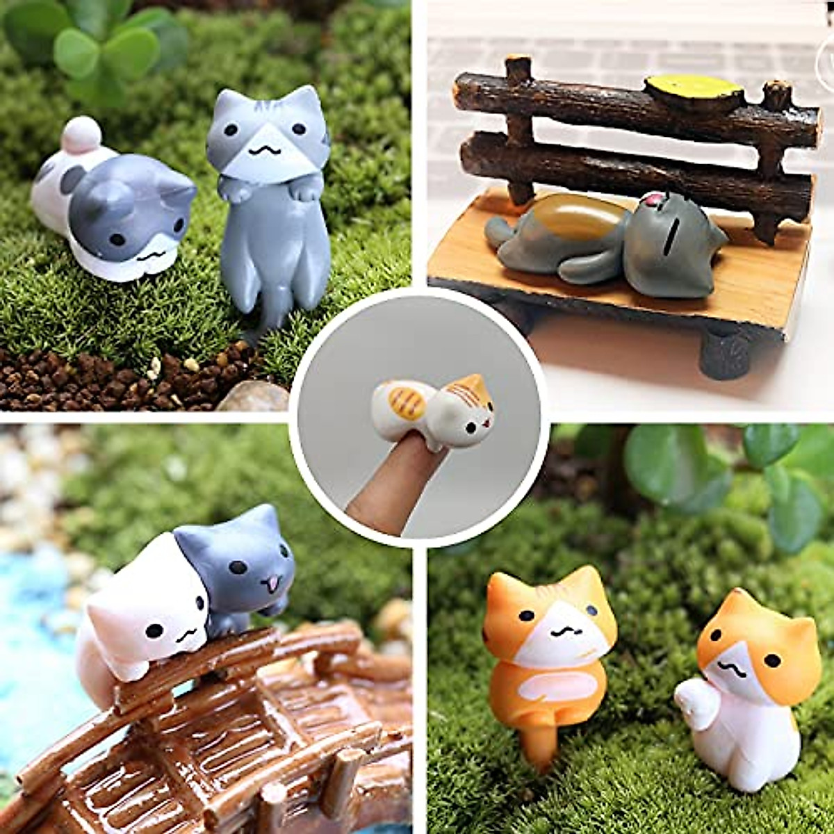 Mini Cute Tuxedo Small Cat Figures Decor, Miniature Fairy Garden Cat Succulent, 12 Pcs Lovely Cat Figurines For Cat Lovers, Tiny Terrarium Animal Statues Ornaments For Home Decoration Micro Landscape