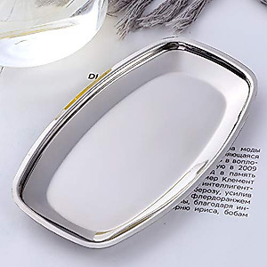 Buyer star Silver 2PCS 6.14inch Stainless Steel Square Tray Fruit Trays Storage Tray Dish Plate Cosmetics Jewelry Decorative Organizer