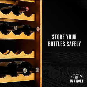 Uva Nova Large Wine Rack | Wine Rack Wood | Wine Cellar Racks | 53 Bottle Wine Bottle Storage | Pine Wood Magnum Bottle Wine Rack Fits 8 Magnum Bottles