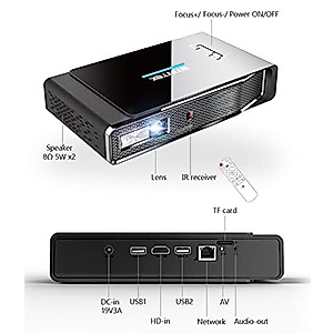 Viinice HD 4K Home Theater 3D Portable Projector 4K Laser Projector with WiFi and Bluetooth
