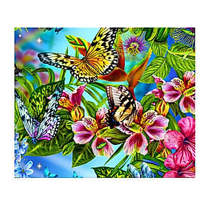 DIY 5D Diamond Painting Full Dril, Xizhendai 5D Full Embroidery Paintings Rhinestone Pasted DIY Diamond Painting Cross Stitch Home Wall Decor (Flower, 30x40cm)