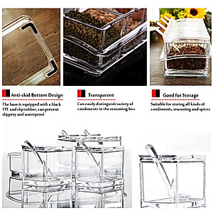 Clear Seasoning Box,V-Resourcing 4 Pieces Clear Seasoning Storage Container for Spice Salt Sugar Cruet,Condiment Jars with Spoons