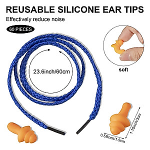 60 Pairs Protective Safety Glasses Goggles with 60 Pairs Reusable Earplugs, Clear Airsoft Goggle Anti Scratch UV Resistant Eyewear Goggles for Men and Women for Work, Lab, Construction, Sports