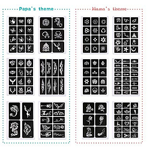 Konsait 291pcs Temporary Tattoos Stencils, 20 Sheets Girls and Boys Glitter Tattoo Kit Templates Face Paint Stencils Body Art Stencil Pack for Adults Man Women Kids Teenager