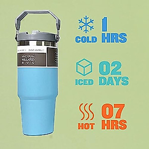 westlion IceFlow Stainless Steel Tumbler with Straw-Vacuum Insulated Water Bottle for Home, Office or Car - Reusable Cup with Straw Leakproof Flip Cold for 12 Hours or Iced for2Days(wq-black 20oz)