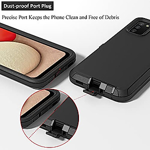 Compatible with Samsung Galaxy A02s Case,with Screen Protectors,Heavy Duty Rugged Shockproof Full Body Protection Kickstand Case with Belt Clip Holster for Samsung Galaxy A02s (Black)