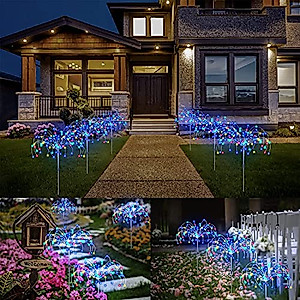 Outdoor Solar Garden Lights 6 Pack, 120 LED Copper Wire Light with Remote, 8 Lighting Modes Decorative Stake Landscape Light DIY Solar Firework Light for Garden Pathway Party Decor (Multi)
