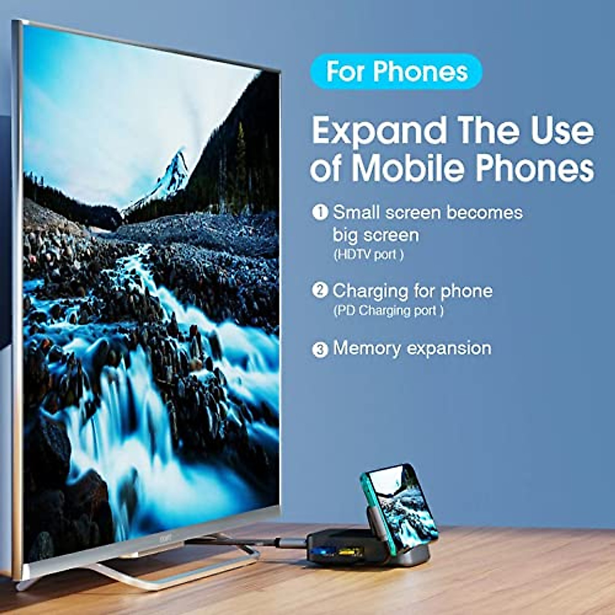 WYTR Type C to HDMI-Compatible Multi-Function Gaming Stand HUB Mini Portable Adapter 8-in-1 Multi-Port Hub