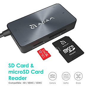 ADAM elements 5-in-1 USB C Hub - 80W USB C PD - SD Card/microSD Card Reader - 2 USB A 3.1 Ports - Portable, Durable Aluminum Case, Compatible for Mac, Windows, Chrome (CASA Hub PDC501, Silver)