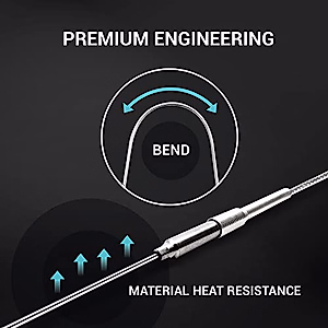PerfectPrime TL1913SL K-Type Inconel 600 Flexible Thermocouple Temperature Sensor Probes -40~2012°F, 1mm / 150mm