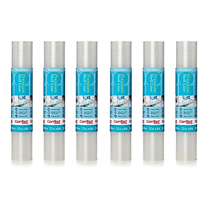 Con-Tact Brand Premium Plus Heavy Duty Non-Adhesive Shelf and Drawer Liner, 12" x 6', Ribbed Clear, 6 Rolls